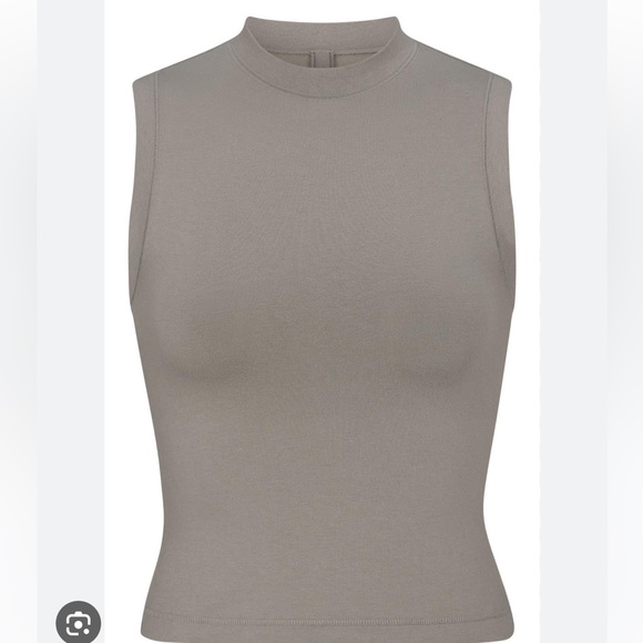 SKIMS | Tops | Skims Grey Mock Neck Rib Tank | Poshmark